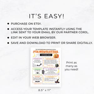 Editable PTO PTA Halloween Newsletter Template, October Fall Newsletter ...