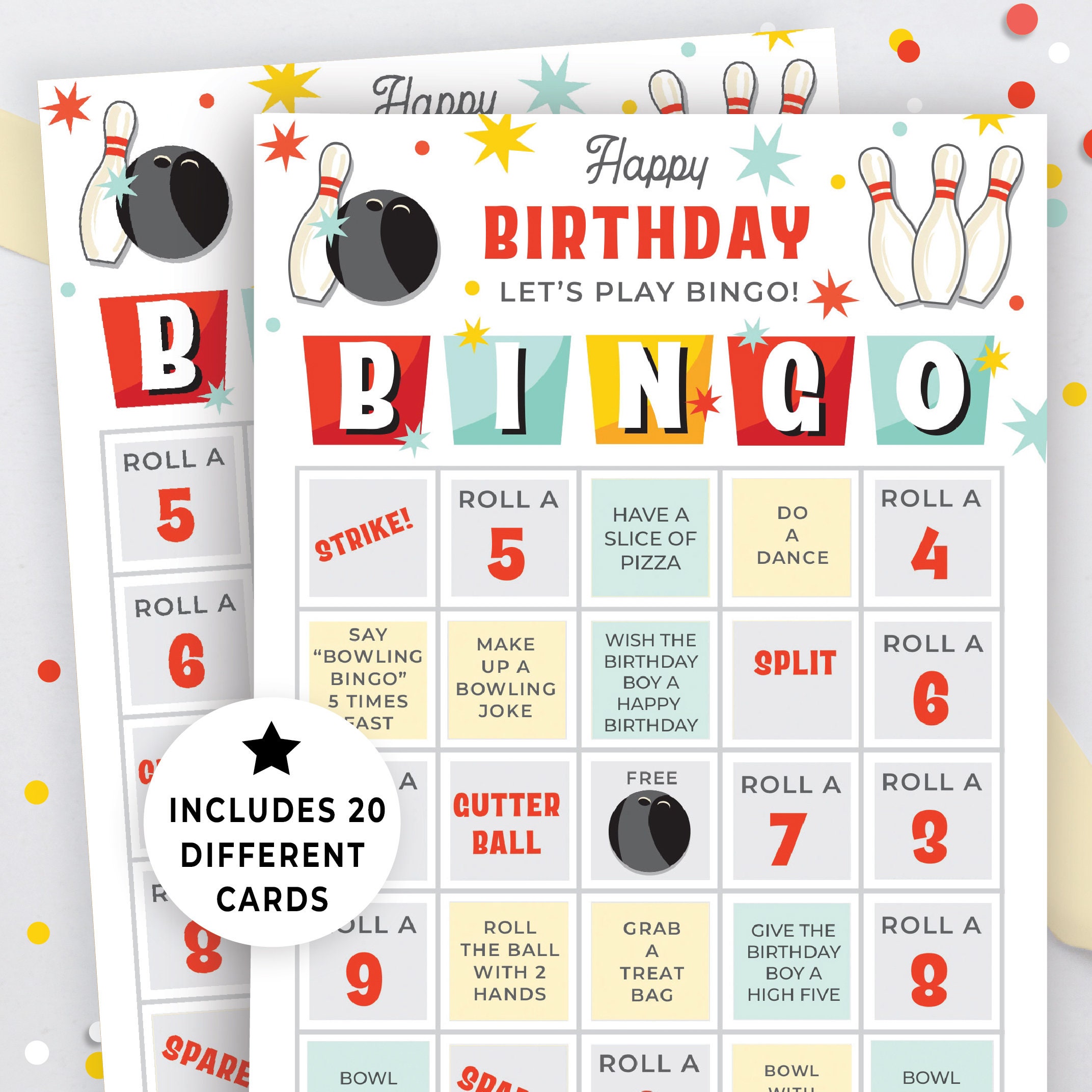 Bowling Bingo 20 Different Cards Bowling Birthday Party - Etsy