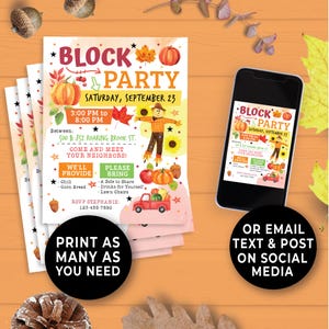 Editable Block Party Flyer Template, Neighborhood Backyard BBQ ...