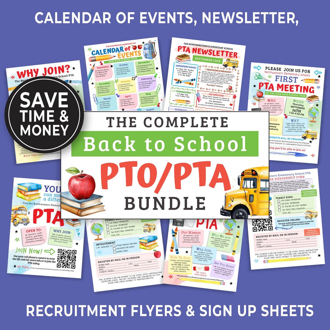 Editable PTO PTA Flyer Bundle Includes Newsletter, Volunteer ...