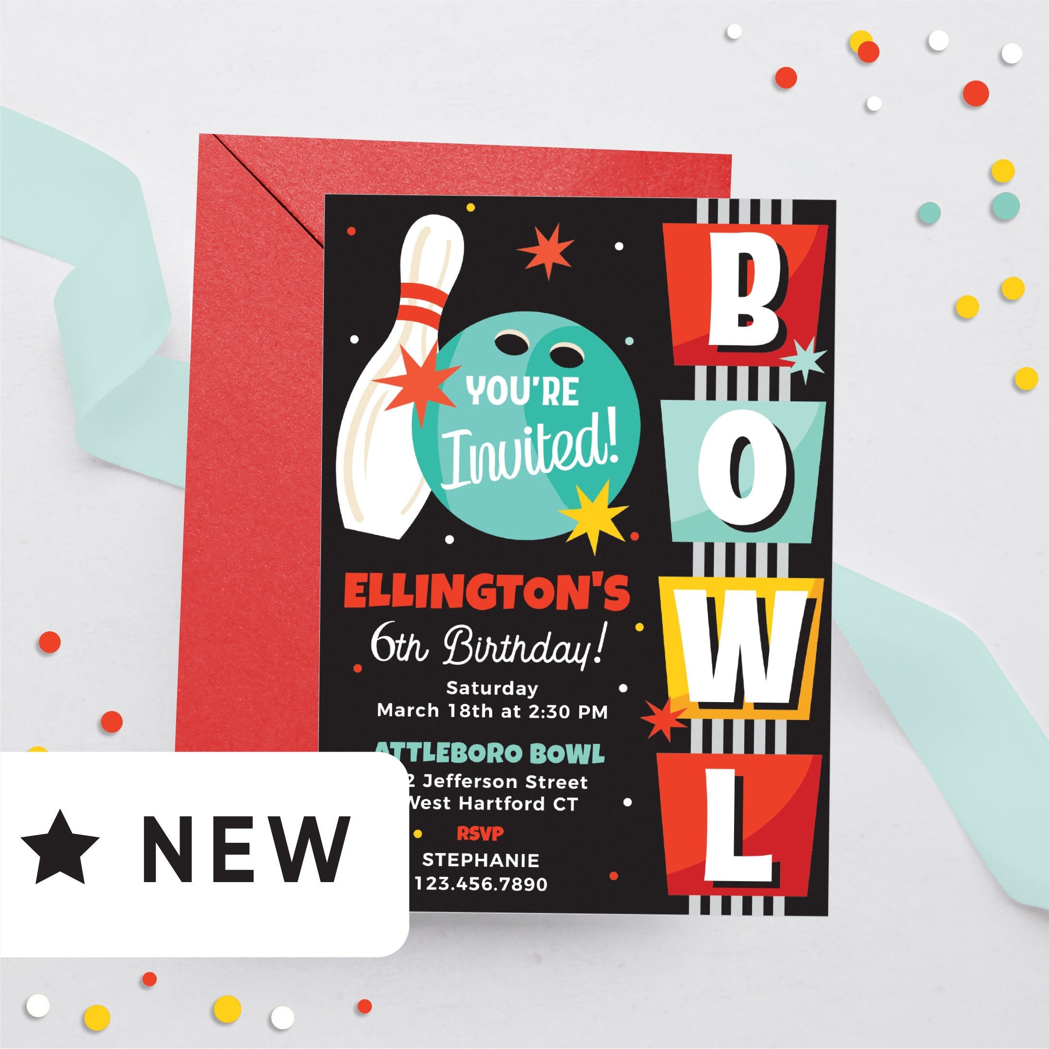 Editable Bowling Birthday Invitation Boy, Instant Download Strike up ...