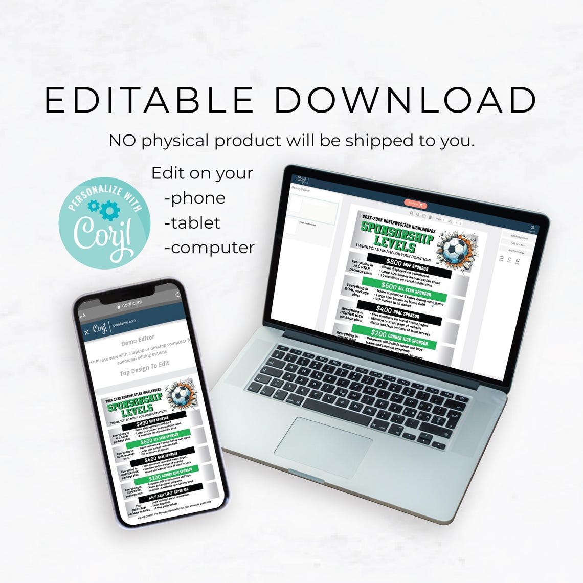 Editable Soccer Sponsorship Levels Form Template, Sponsor My Season ...