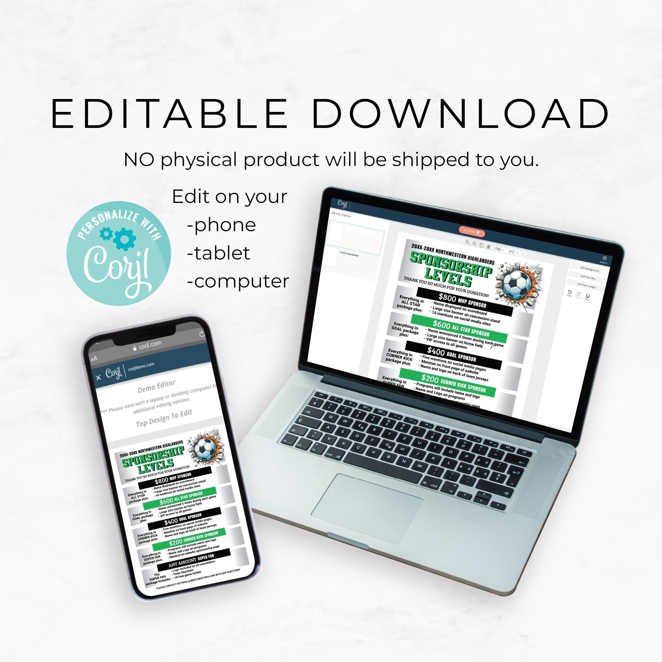 Editable Soccer Sponsorship Levels Form Template, Sponsor My Season ...