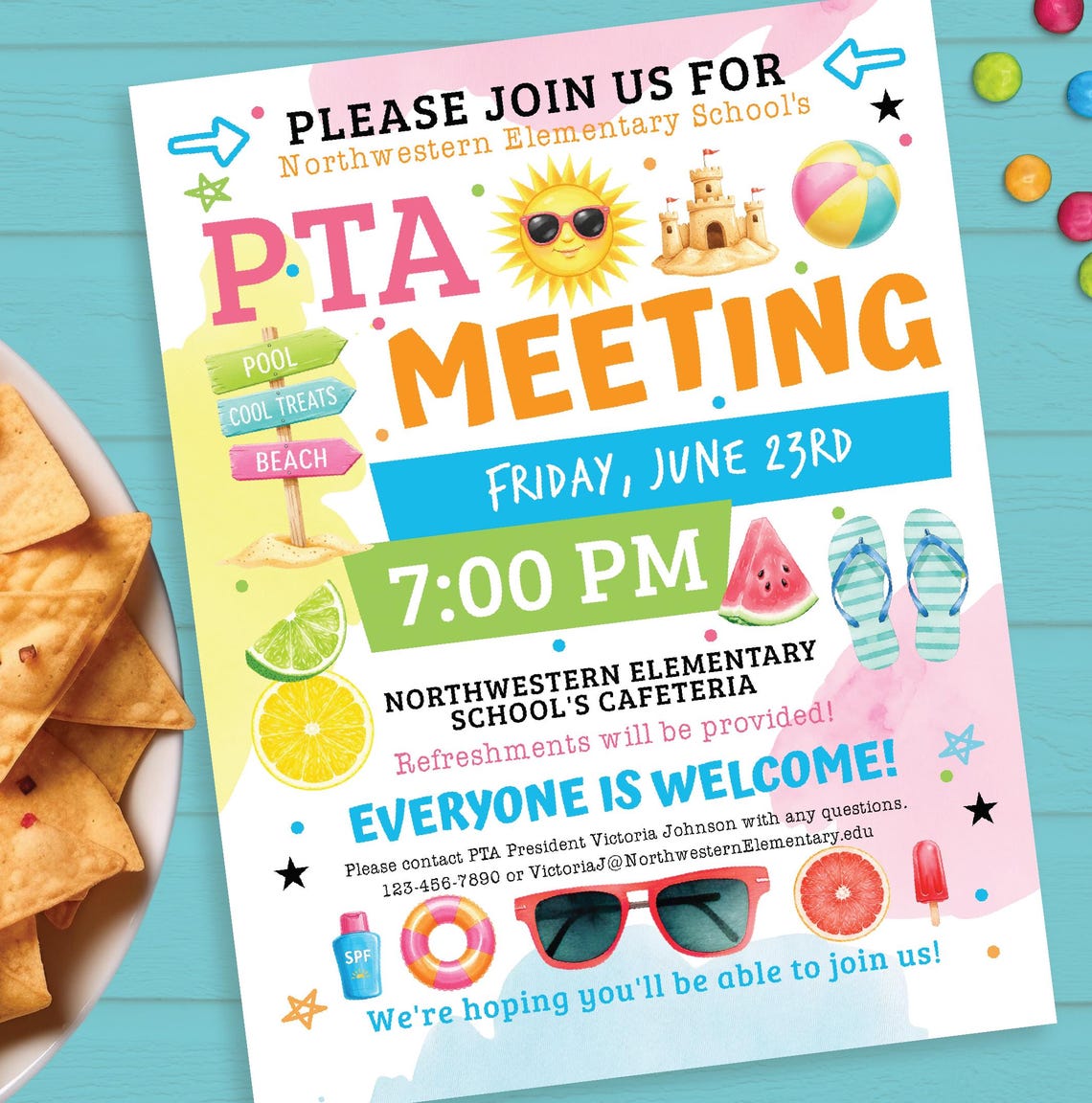 Editable PTO PTA June Meeting Flyer, Meeting Reminder Invitation ...