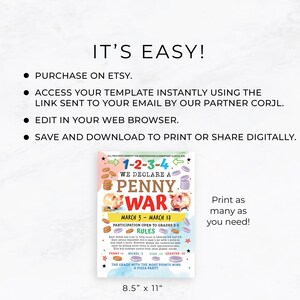 Editable Penny War Fundraiser Flyer, Penny Wars Flyer, PTA PTO Coin War ...