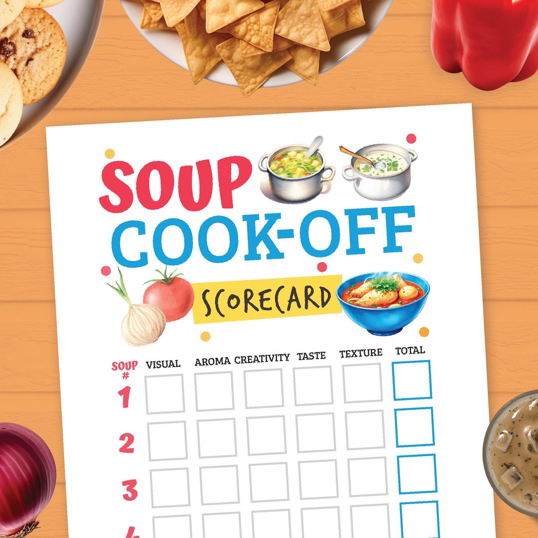 Soup Cook-off Score Card Flyer, Soup Cookoff Ballet Printable, Annual Soup Cook off Competition ...