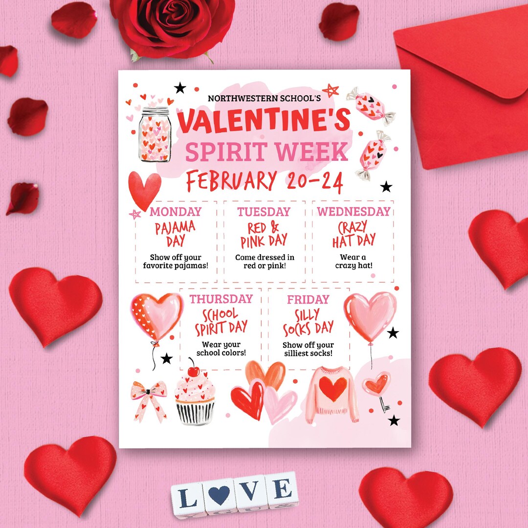 Editable Valentine's Spirit Week Flyer Template (digital) - Etsy