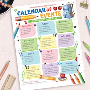 Editable PTO PTA Calendar of Events Flyer Template, School Events Flyer ...