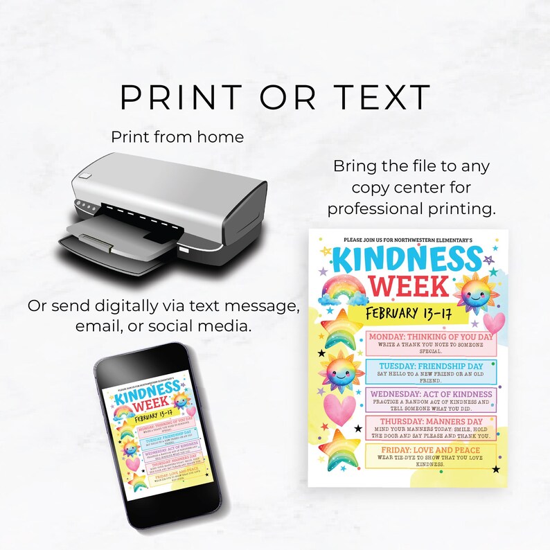 Editable Kindness Spirit Week Flyer, Random Acts of Kindness School ...