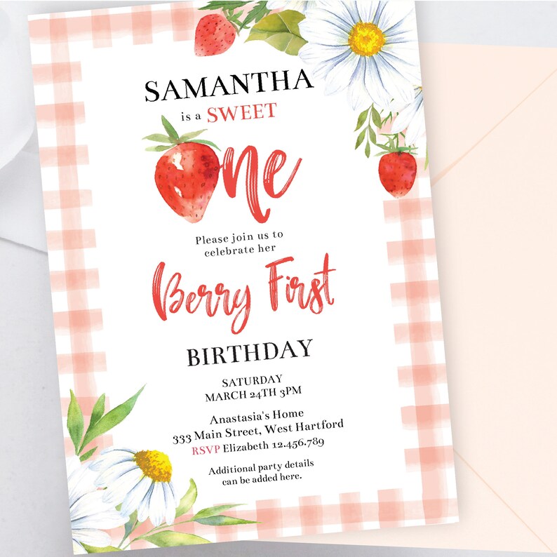 Editable Berry First Birthday Invitation Digital Berry 1st - Etsy