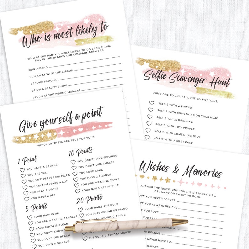 15 Printable Slumber Party Games Girls Sleepover Party Ideas - Etsy