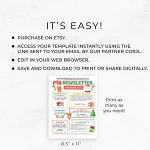 Editable PTO PTA Christmas Newsletter Template, December Fall ...