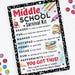 Editable Middle School Survival Tag Printable, Survival Kit Tag for ...