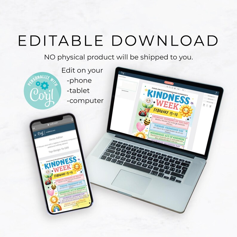 Editable Kindness Spirit Week Flyer, Random Acts of Kindness School ...