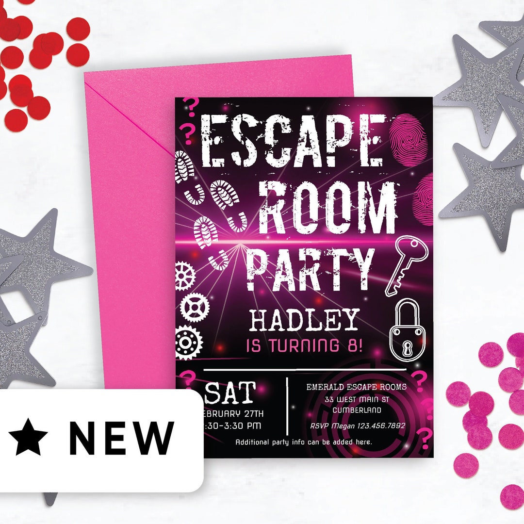 Editable Escape Room Birthday Invitation Girl Digital for Kids or ...