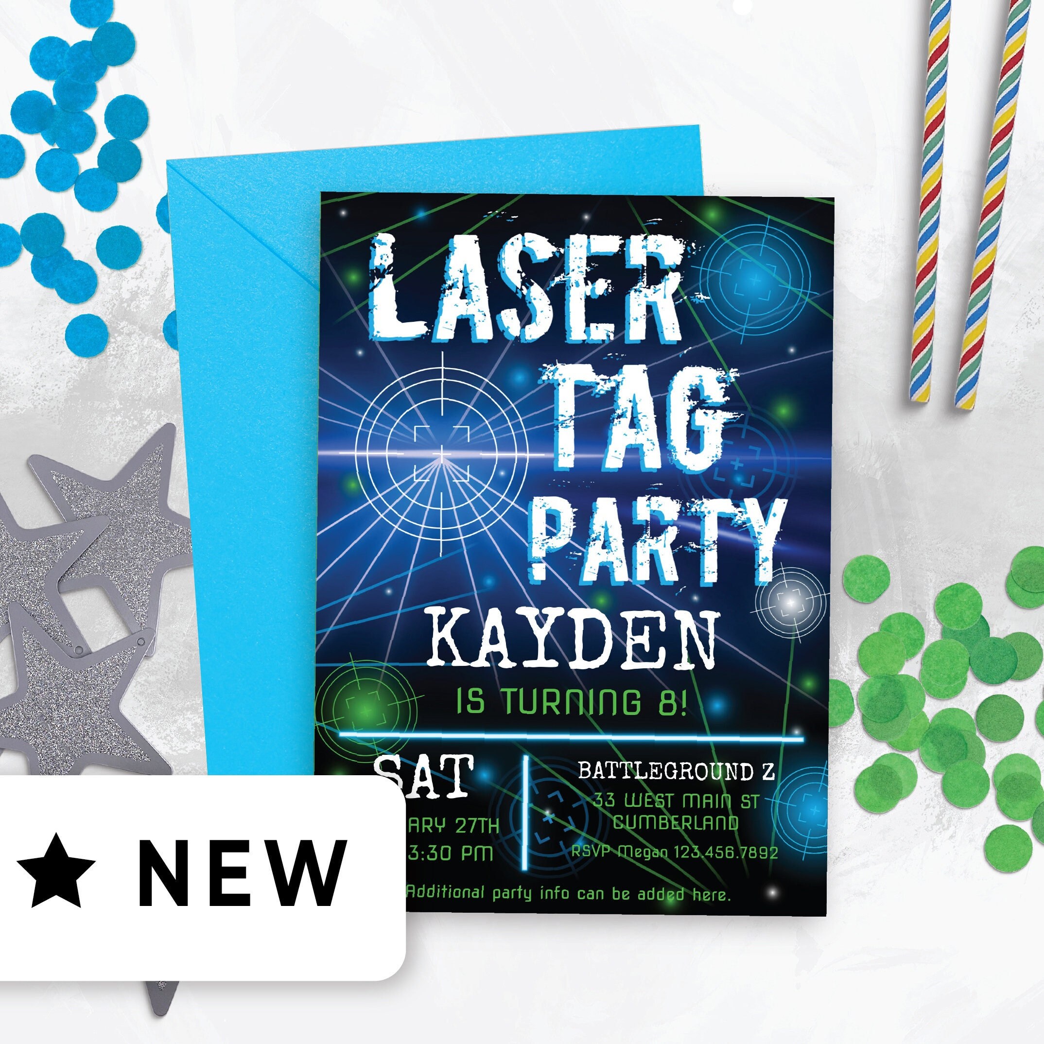 Editable Template Laser Tag Birthday Party Invitations for - Etsy Australia