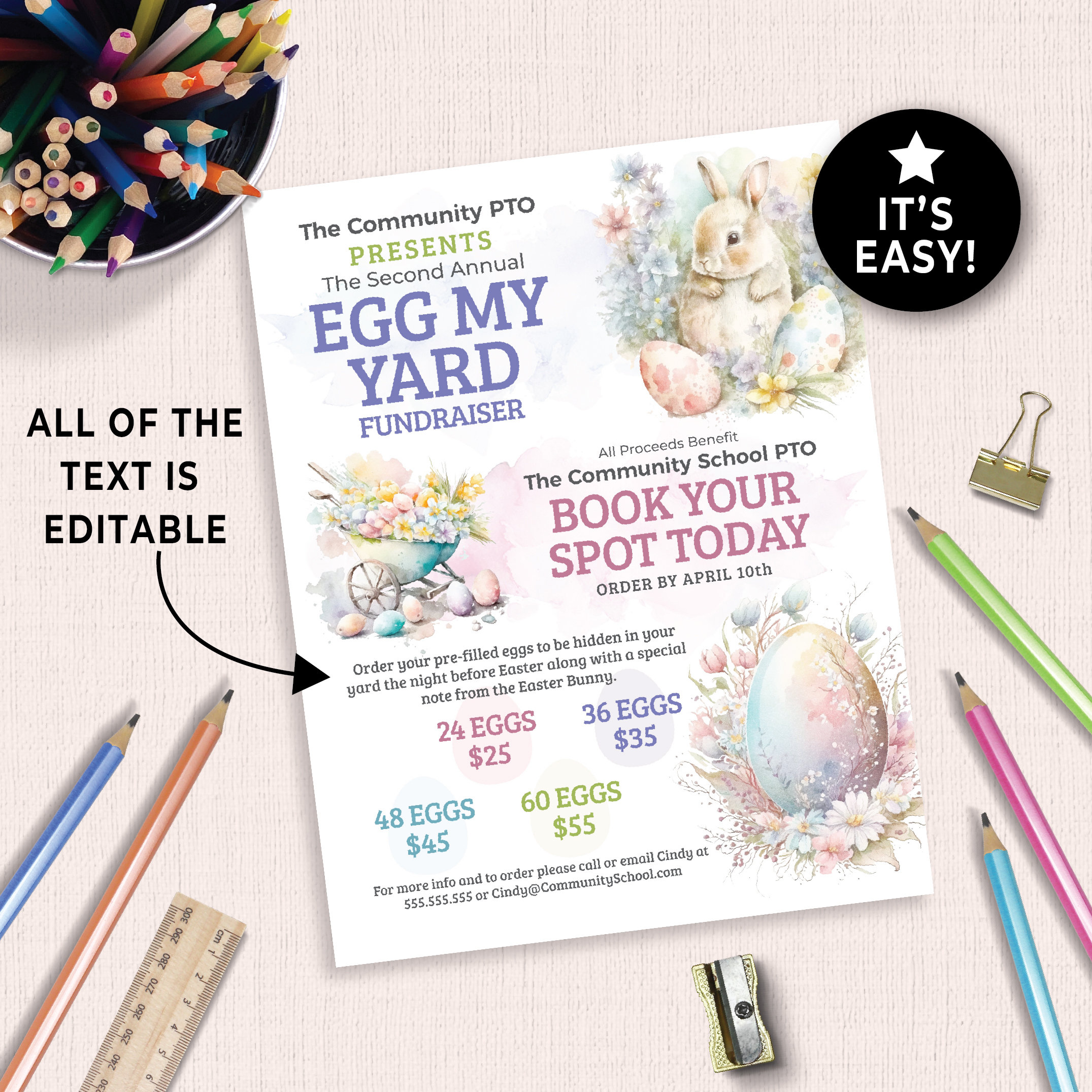 Editable Egg My Yard Flyer, Easter Egg My Yard Printable Fundraiser ...
