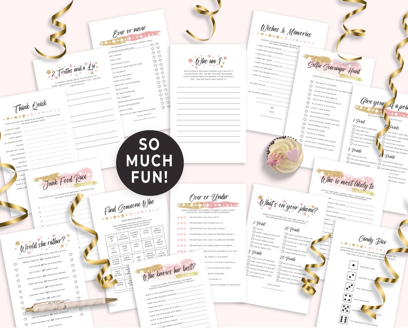 15 Printable Slumber Party Games Girls Sleepover Party Ideas - Etsy