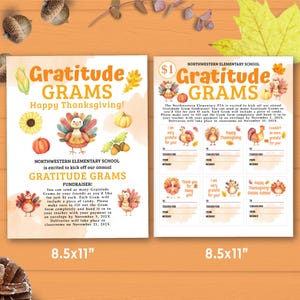 Editable Gratitude Gram Flyer, Gobble Gram Sheets, Thanksgiving Candy ...