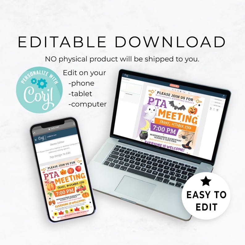Editable Complete PTO PTA Flyer Bundle, PTA Templates Bundle, 12 Months ...