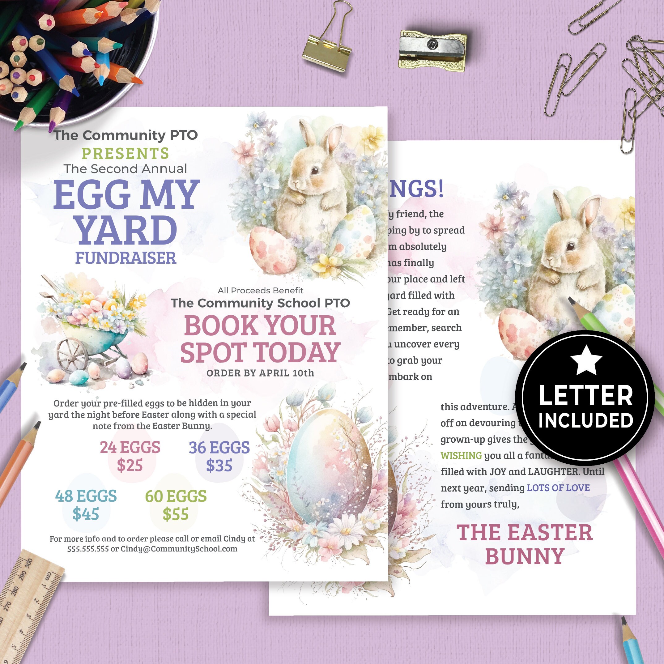 Editable Egg My Yard Flyer, Easter Egg My Yard Printable Fundraiser ...