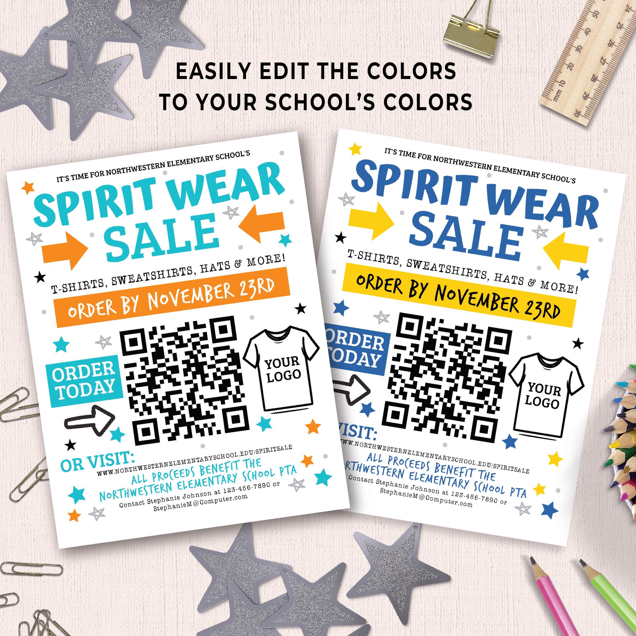 Editable Spirit Wear Sale Flyer, Sale Flyer for T-shirts, T-shirt ...