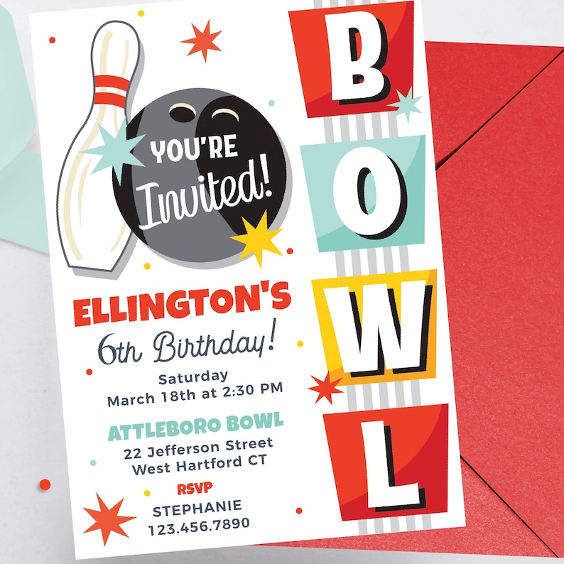 Editable Bowling Birthday Invitation Boy Instant Download - Etsy