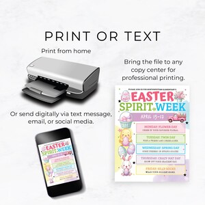 Editable Easter Spirit Week Flyer, Spring Spirit Week Template, April ...