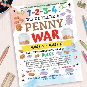 Editable Penny War Fundraiser Flyer, Penny Wars Flyer, PTA PTO Coin War ...