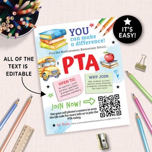 Editable PTO PTA Volunteer Flyer, PTA Membership Form, Pta Sign up ...