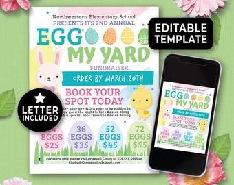 Egg My Yard Printable Flyer- Canva Template - Etsy