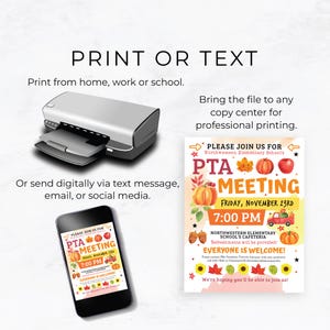 Editable PTO PTA Fall Meeting Flyer, Meeting Reminder Invitation ...