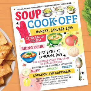 Editable Soup Cook-off Flyer, Soup Potluck Cookoff Invitation, Annual Soup Cook off Competition ...