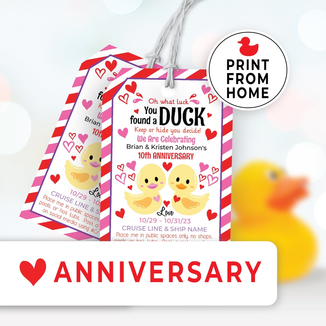Editable Anniversary Cruising Duck Tags, Anniversary Printable Cruise ...