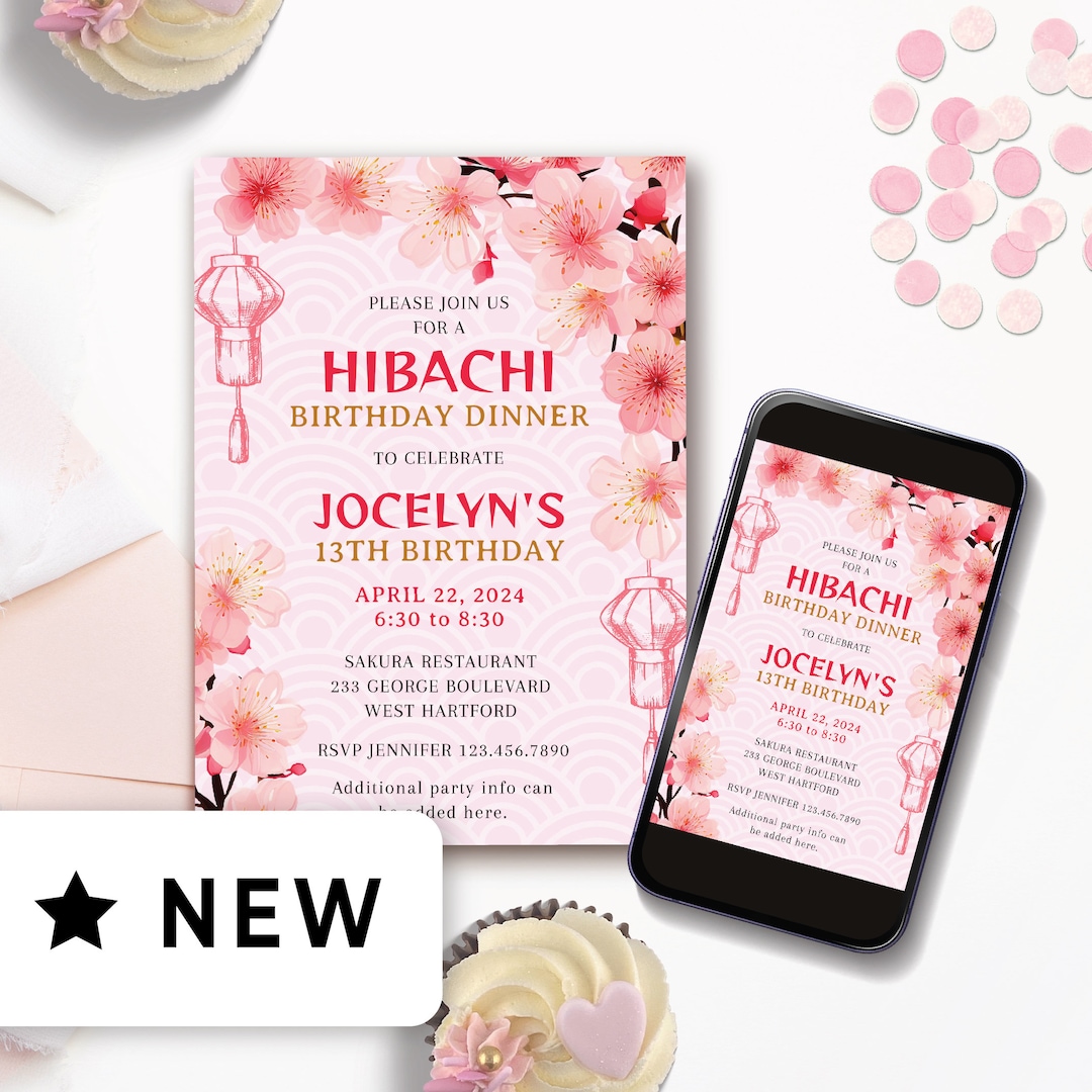 Editable Hibachi Birthday Dinner Invitation, Hibachi Party Invite ...