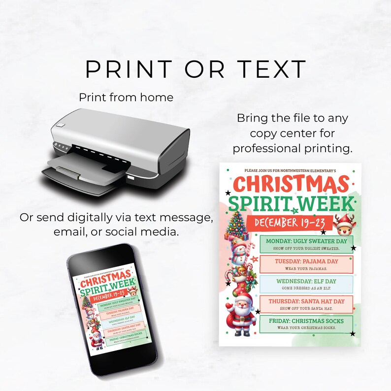 Editable Christmas Spirit Week Flyer, Winter Spirit Week Template ...