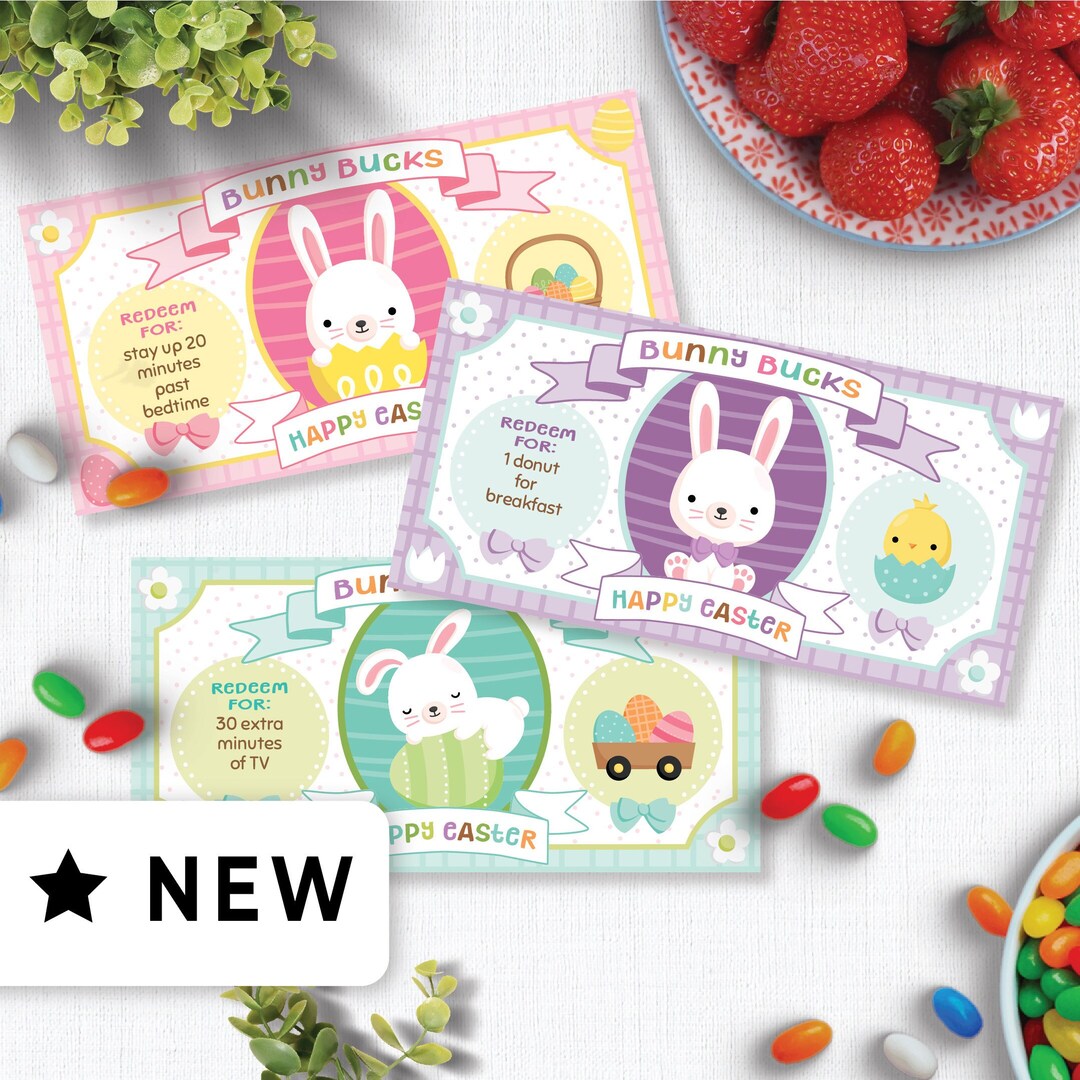Happy Easter Egg Coupons Printable, Bunny Bucks Non Candy Easter Egg ...