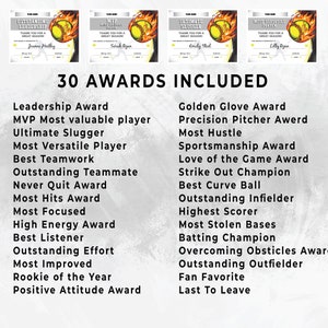 Softball Team Awards Printable, End of Season Softball Certificate for ...