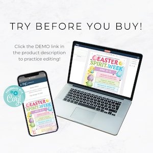 Editable Easter Spirit Week Flyer, Spring Spirit Week Template, April ...