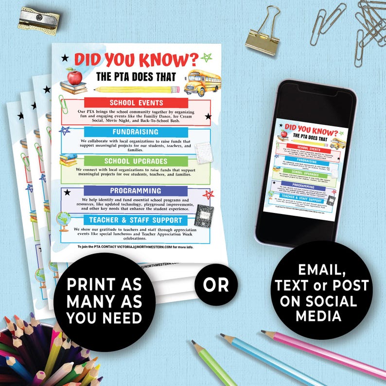 Editable Did You Know the PTO PTA Does That Flyer, PTA Membership Form ...