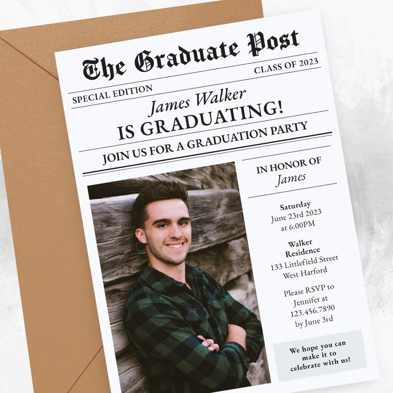 Editable Male Graduation Invitation College Graduation - Etsy