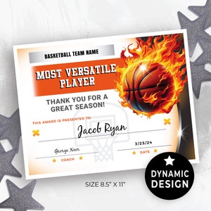 Basketball Awards Printable, End of Season/year Basketball Team Award ...