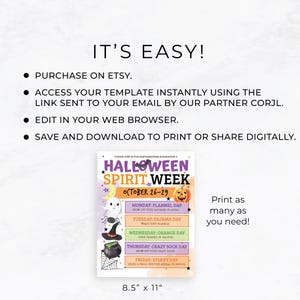 Editable Halloween Spirit Week Flyer, Fall Spirit Week Template, School ...