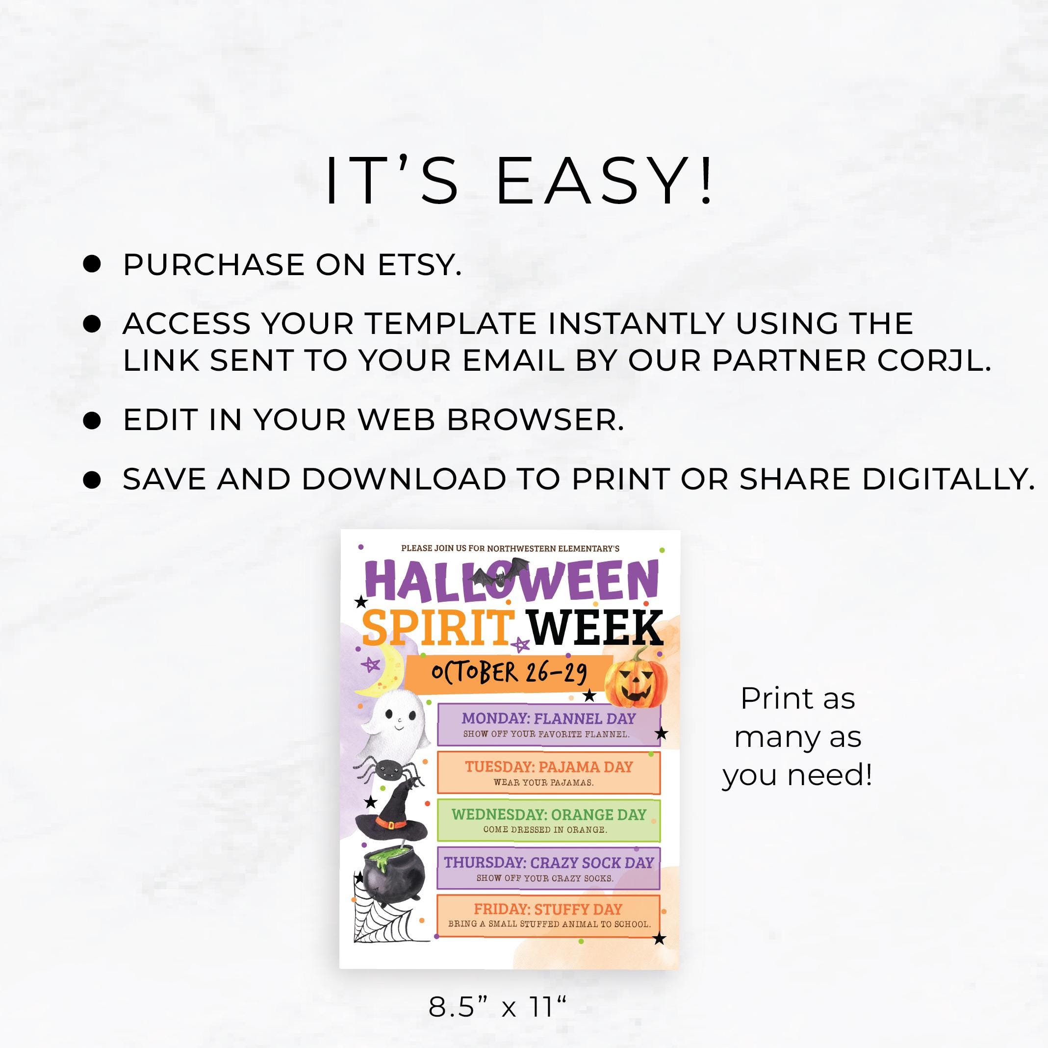 Editable Halloween Spirit Week Flyer, Fall Spirit Week Template, School ...