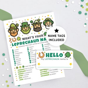 What's Your Leprechaun Name Game With Name Tags, St Patrick's Day ...