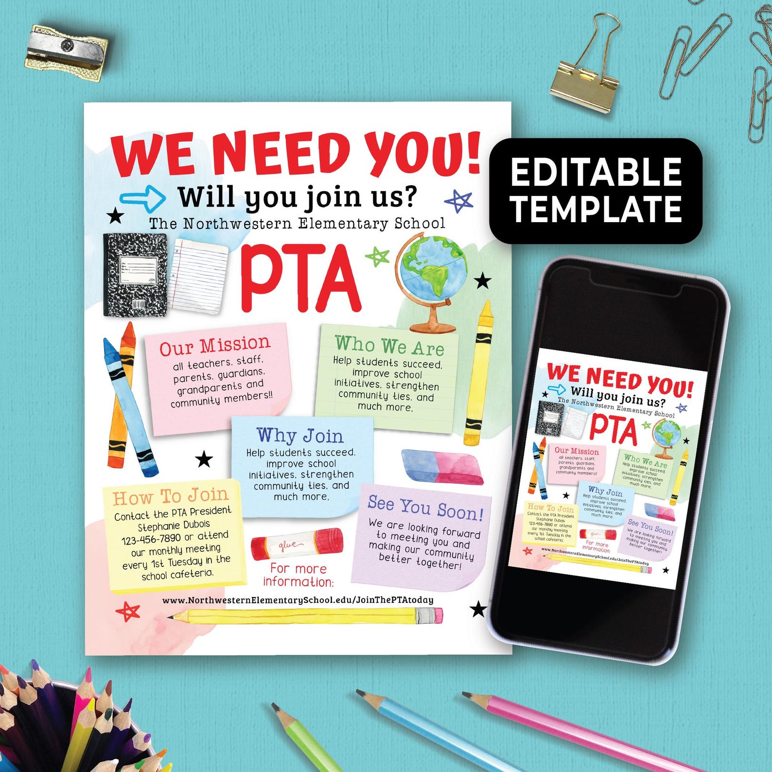 Editable PTO PTA Membership Drive Flyer, PTA Membership Form, Pta Sign ...