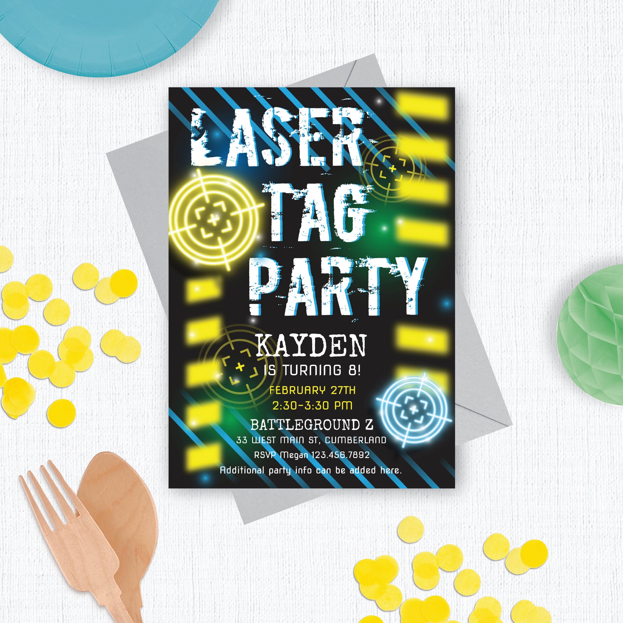 Editable Template Laser Tag Birthday Party Invitation for Indoor Laser ...