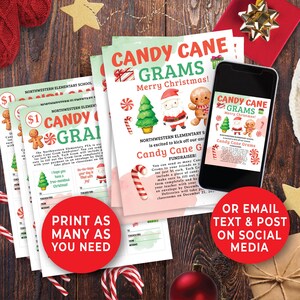 Editable Candy Cane Gram Flyer, Christmas Candy Gram, Christmas Gram ...