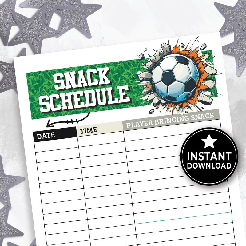 Snack Schedule Template - Etsy