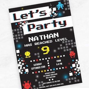Editable Video Game Birthday Invitation, Level up Birthday Invitation ...